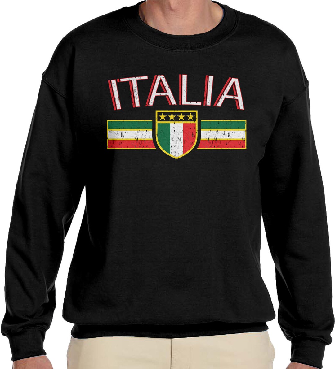 Italian Flag and Shield Adult Crew Neck Sweatshirt AMD_ITA_01 - Etsy