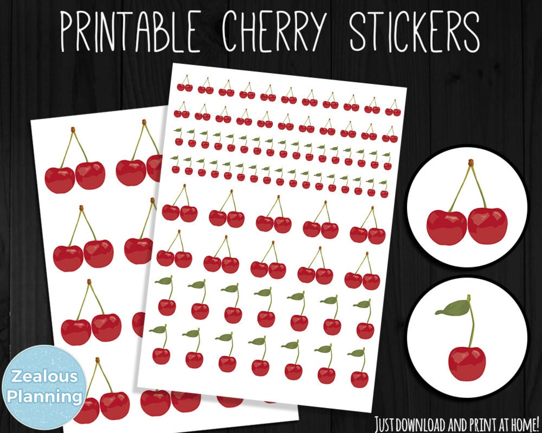 DIY Cherry Stickers Instant Download Planner / Fruit Tracker / - Etsy