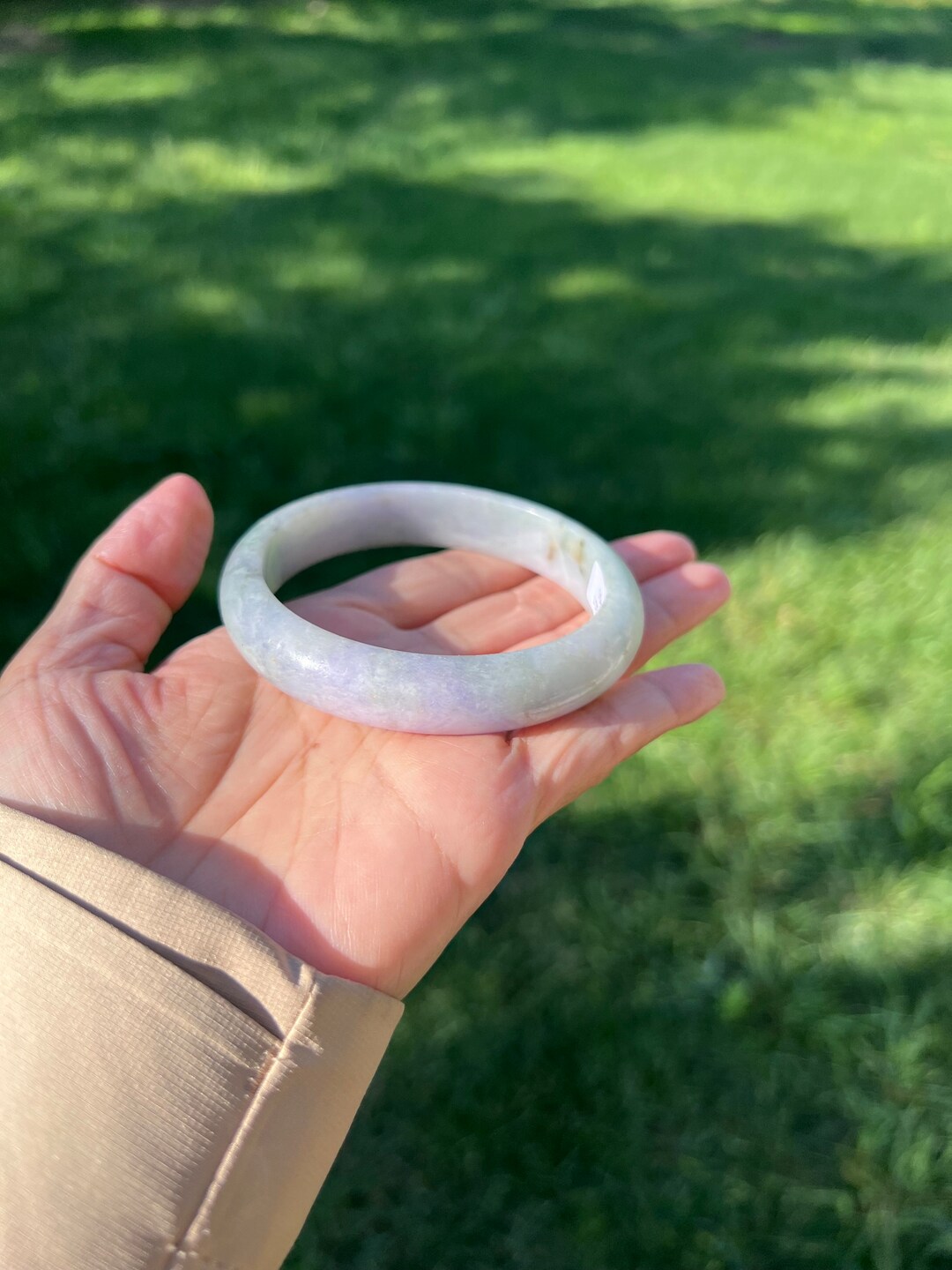 XL 61.5mm Strong Lavender 100% Natural Grade A Jadeite Jade Bangle ...