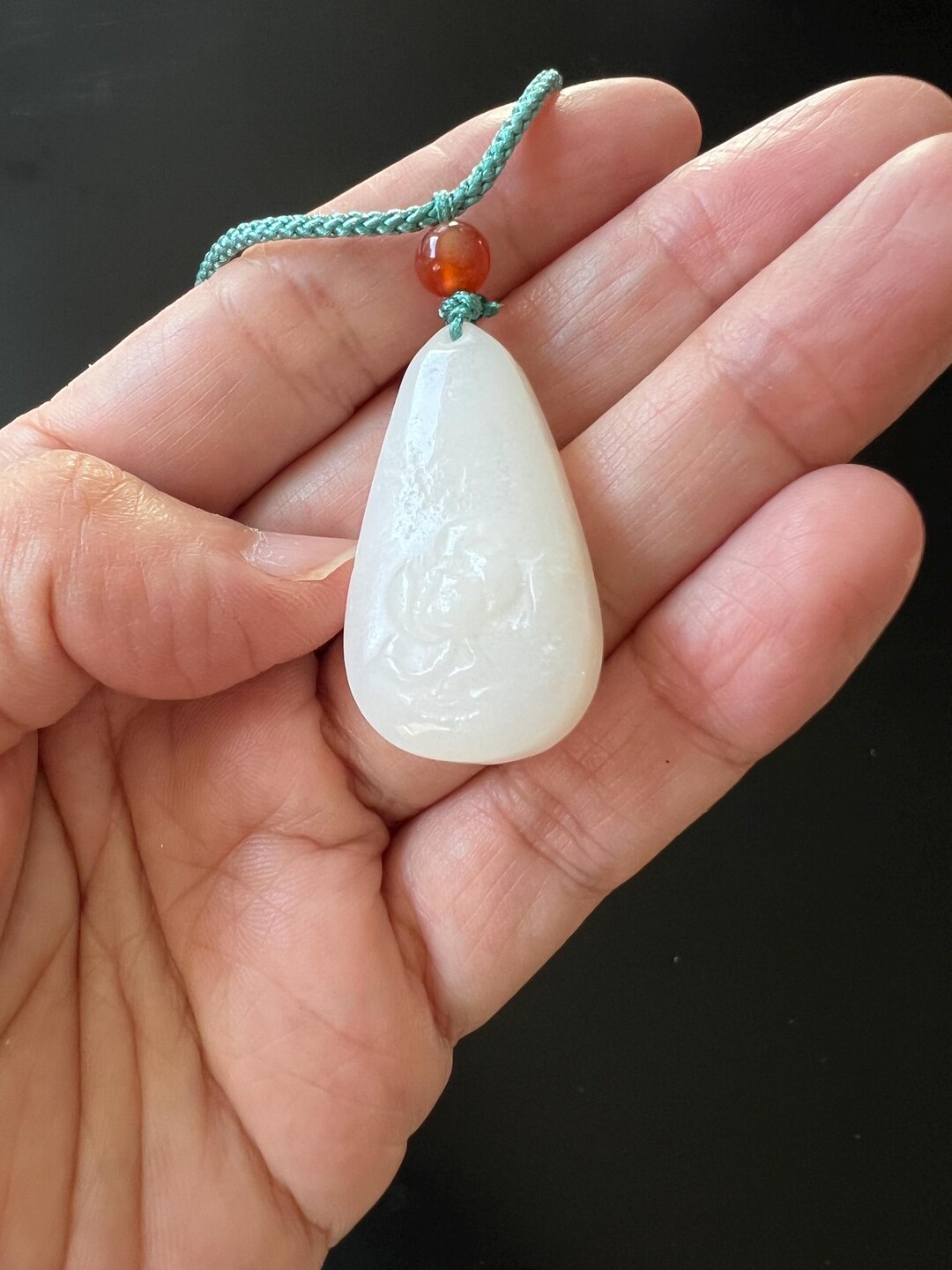 White 100% Natural Nephrite Jade Lotus Flower Pendant A900 2 - Etsy