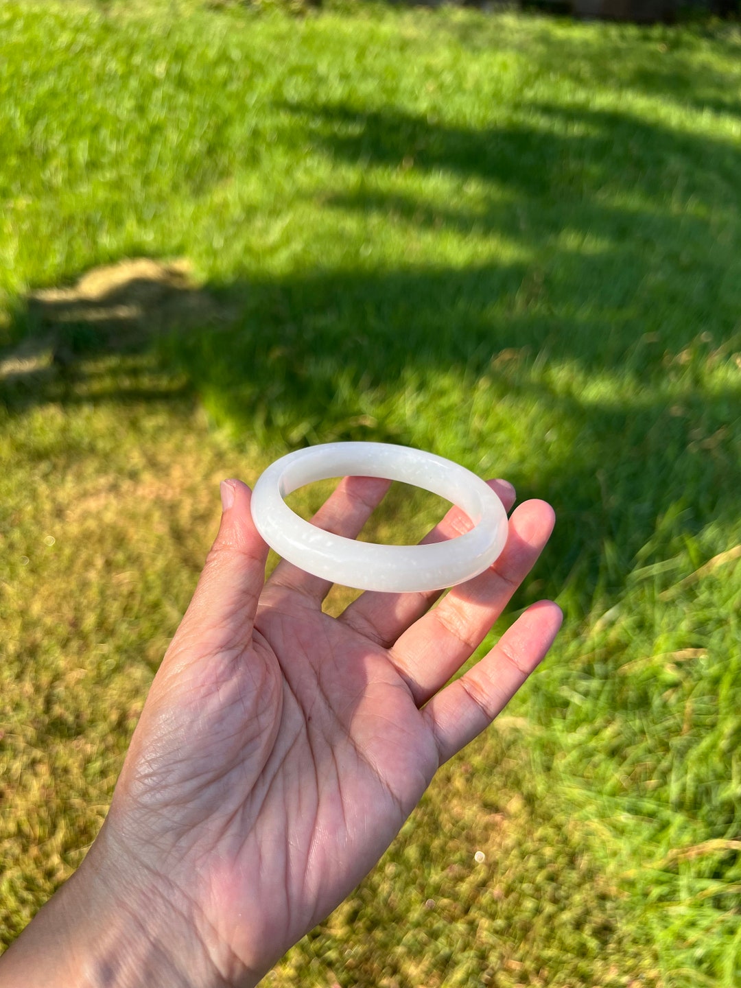 Beautiful Genuine White Nephrite Jade Bangle Bracelet 59.2mm A351 - Etsy
