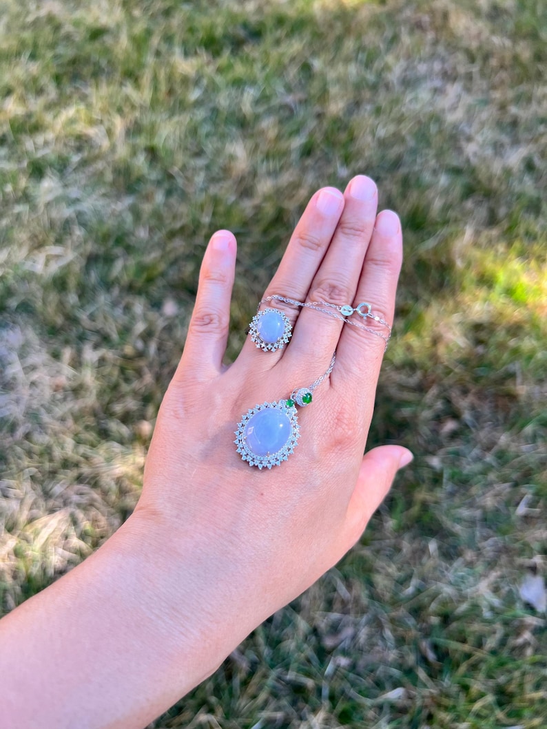 Lavender 100% Natural Grade A Jadeite Jade Ring Pendant Set B366 B - Etsy