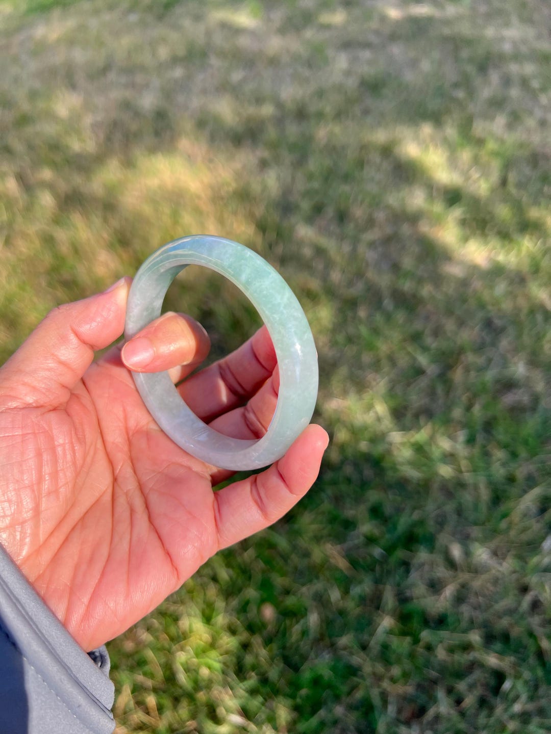 Icy Green 100% Natural Grade A Jadeite Jade Bangle Bracelet 55.8mm B750 ...