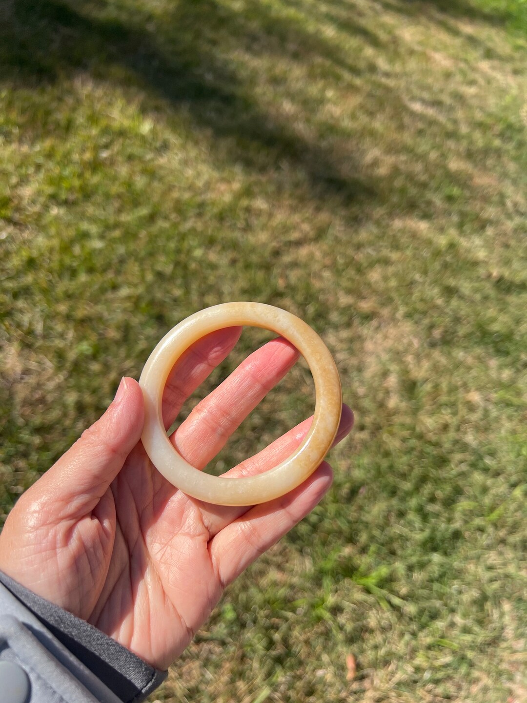 Genuine Golden Yellow Nephrite Jade Bangle Bracelet 57.8mm D498 1 - Etsy