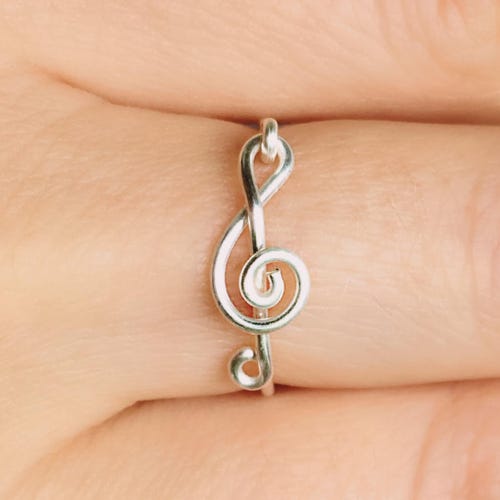 Silver Sideways Treble Clef Ring Treble Clef Ring Sterling - Etsy
