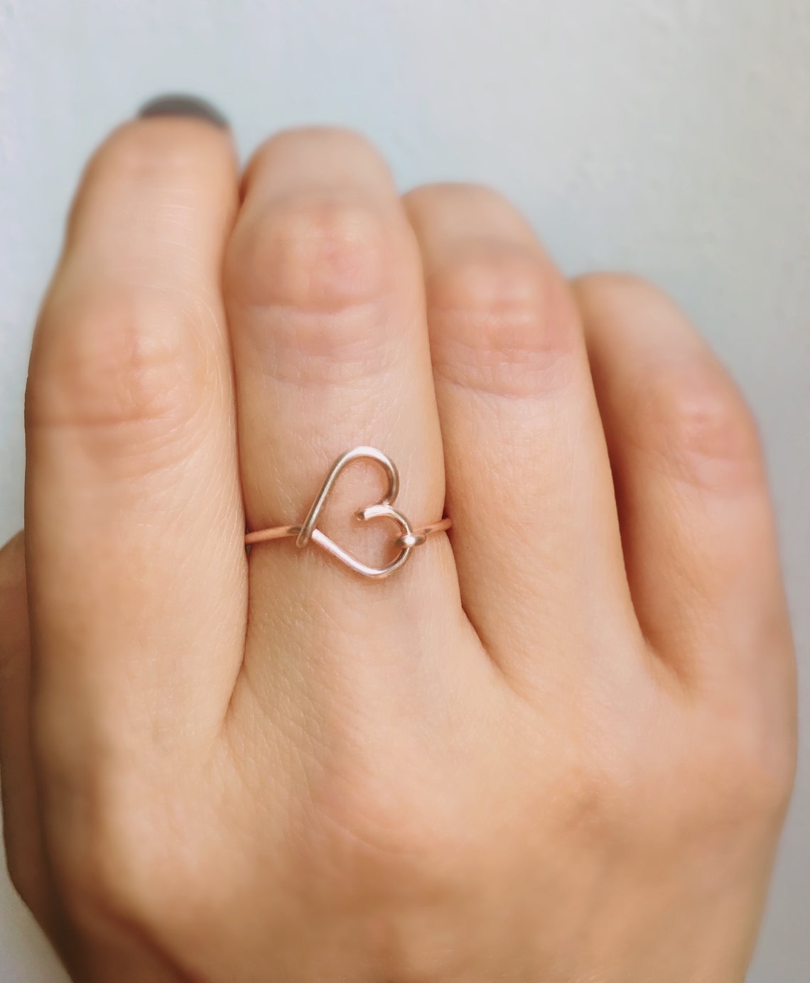 Rose Gold Heart Ring Side Heart Rose Gold Ring Heart Ring - Etsy