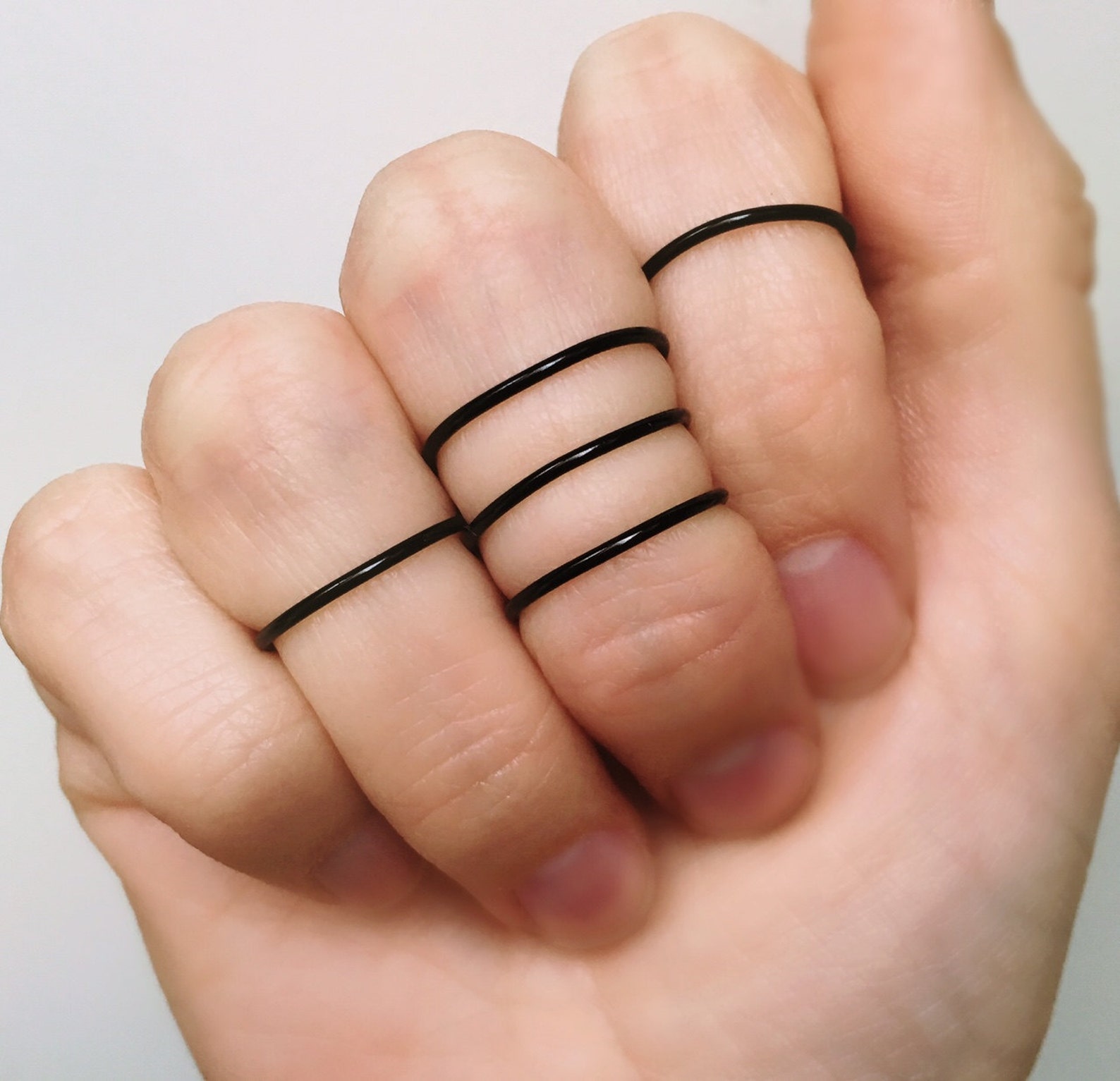 5 Black Midi Rings Black Knuckle Rings Midi Rings Knuckle - Etsy