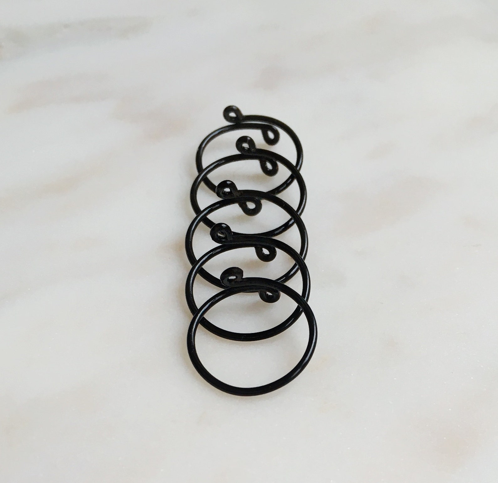 5 Black Midi Rings Black Knuckle Rings Midi Rings Knuckle - Etsy