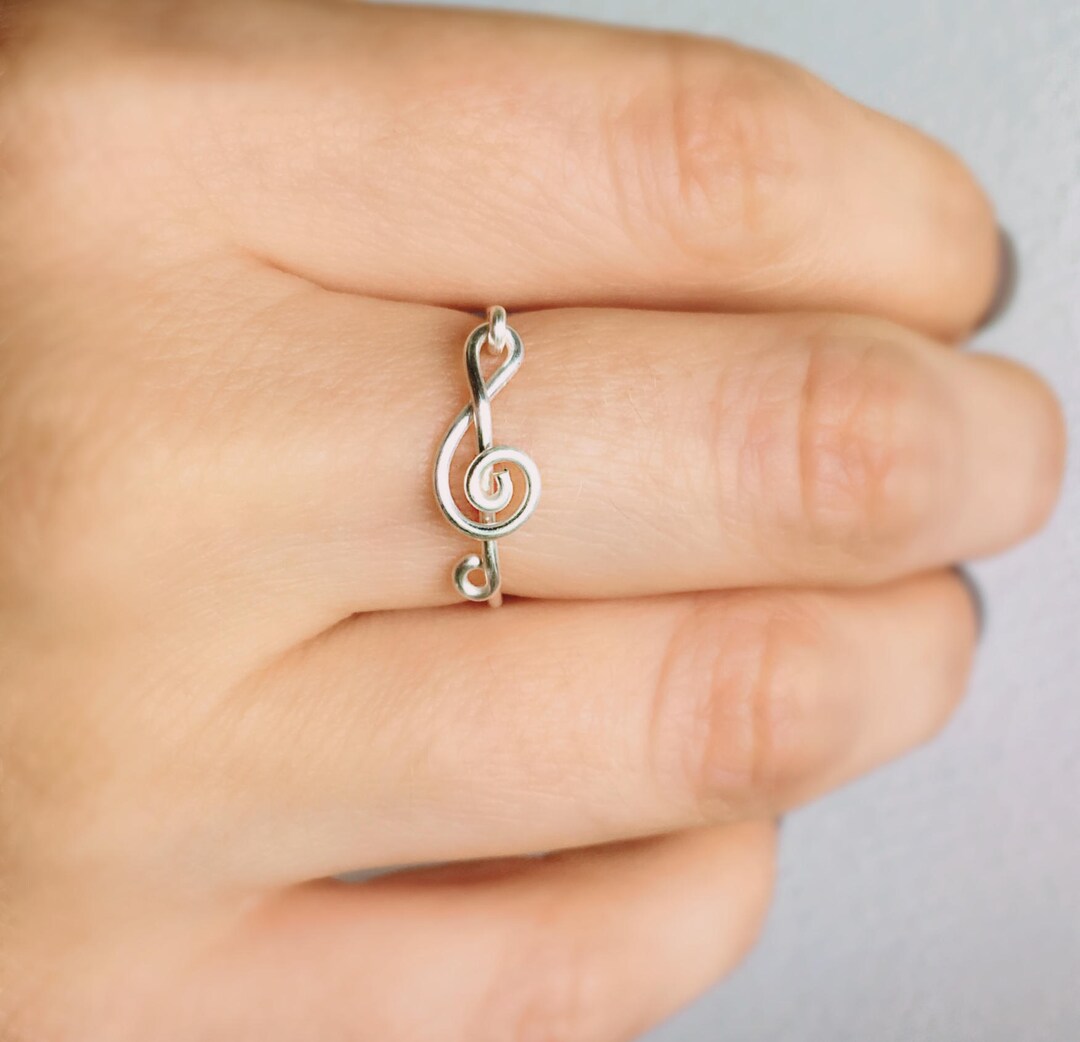 Silver Sideways Treble Clef Ring Treble Clef Ring Sterling - Etsy