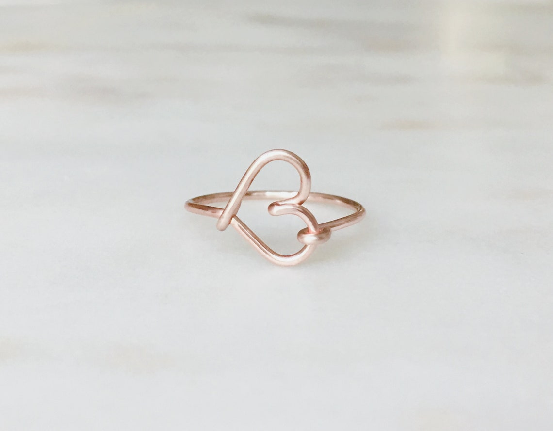 Rose Gold Heart Ring Side Heart Rose Gold Ring Heart Ring - Etsy