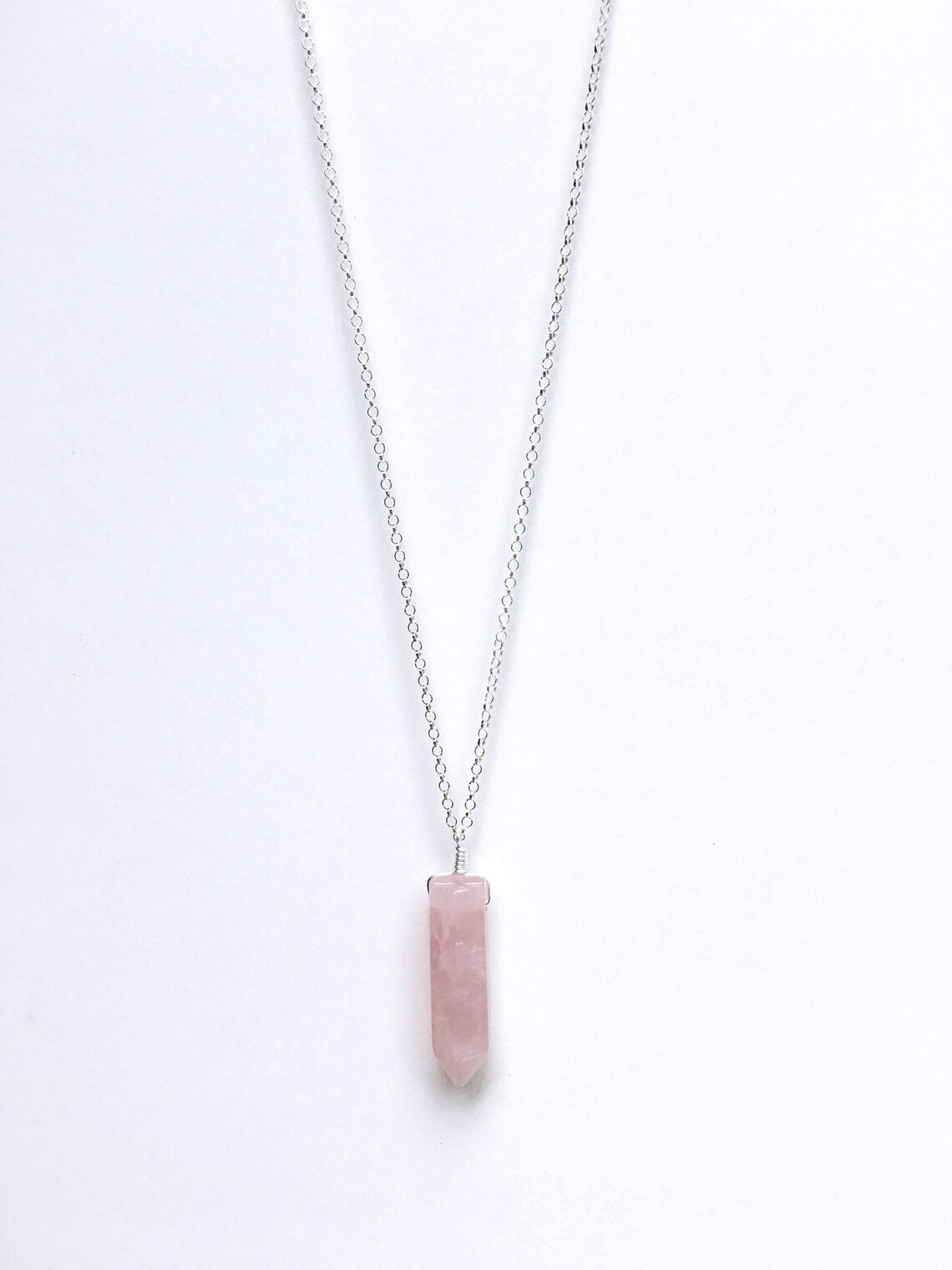 Rose Quartz Bullet Necklace Sterling Silver Rose Quartz | Etsy