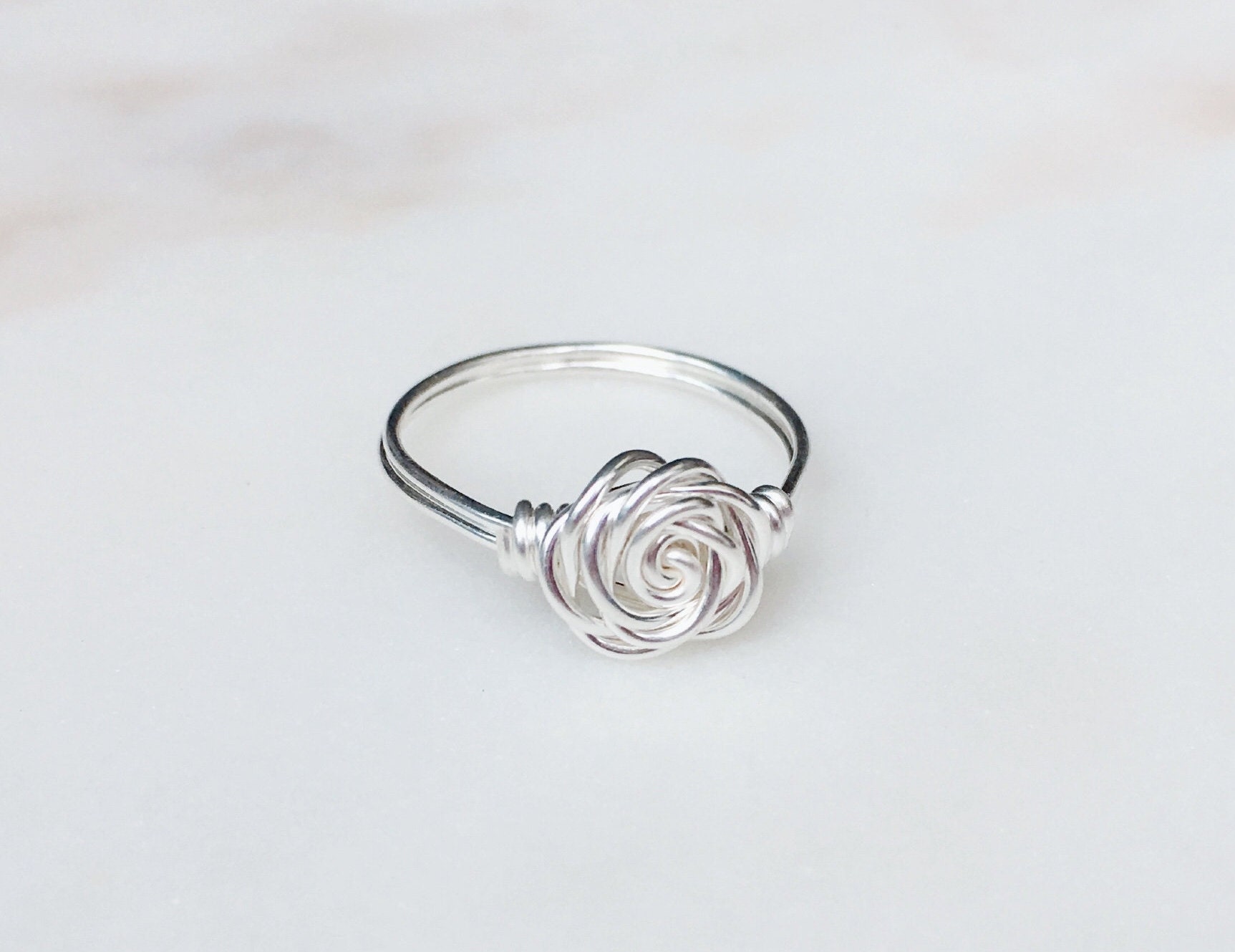 Rose Silver Ring Wire Ring Sterling Silver Rose Ring Rose - Etsy
