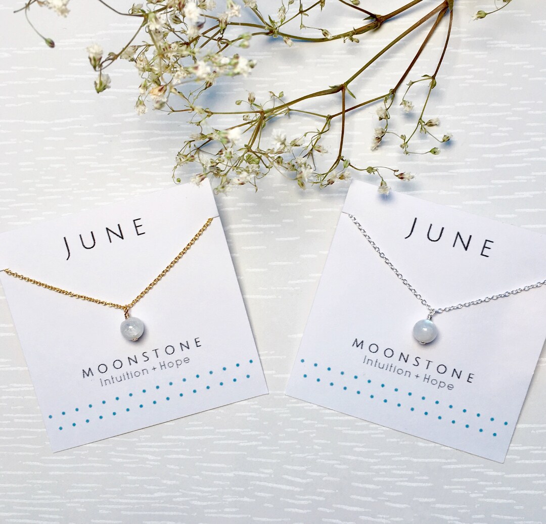 June Birthstone Necklace, Moonstone Necklace, Dainty Necklace, June ...