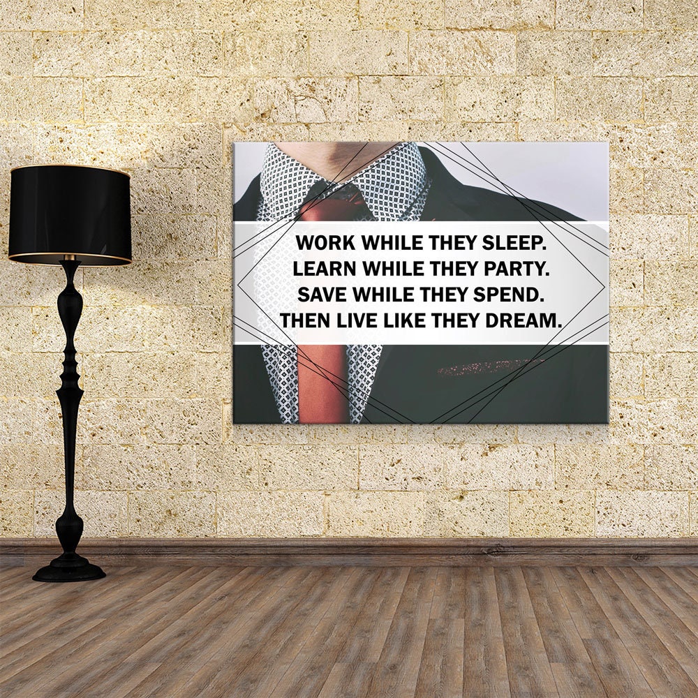 Work While They Sleep Motivational Canvas Wall Art Hustle - Etsy Hong Kong