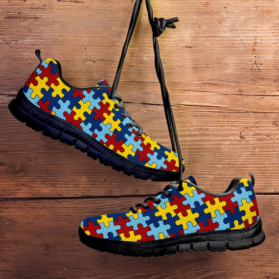 Autism Awareness Sneakers for Ladies and Children With Black - Etsy