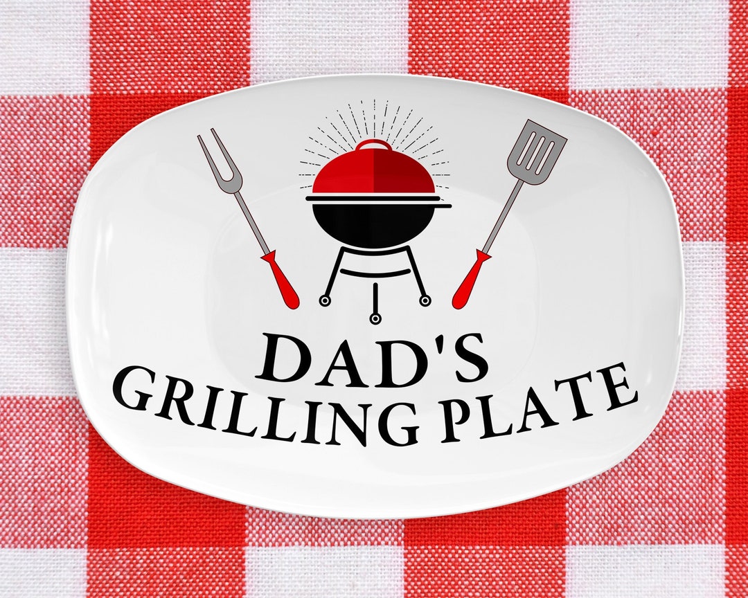 Dad's Grilling Plate, BBQ Grilling Platter Personalized Serving Tray ...