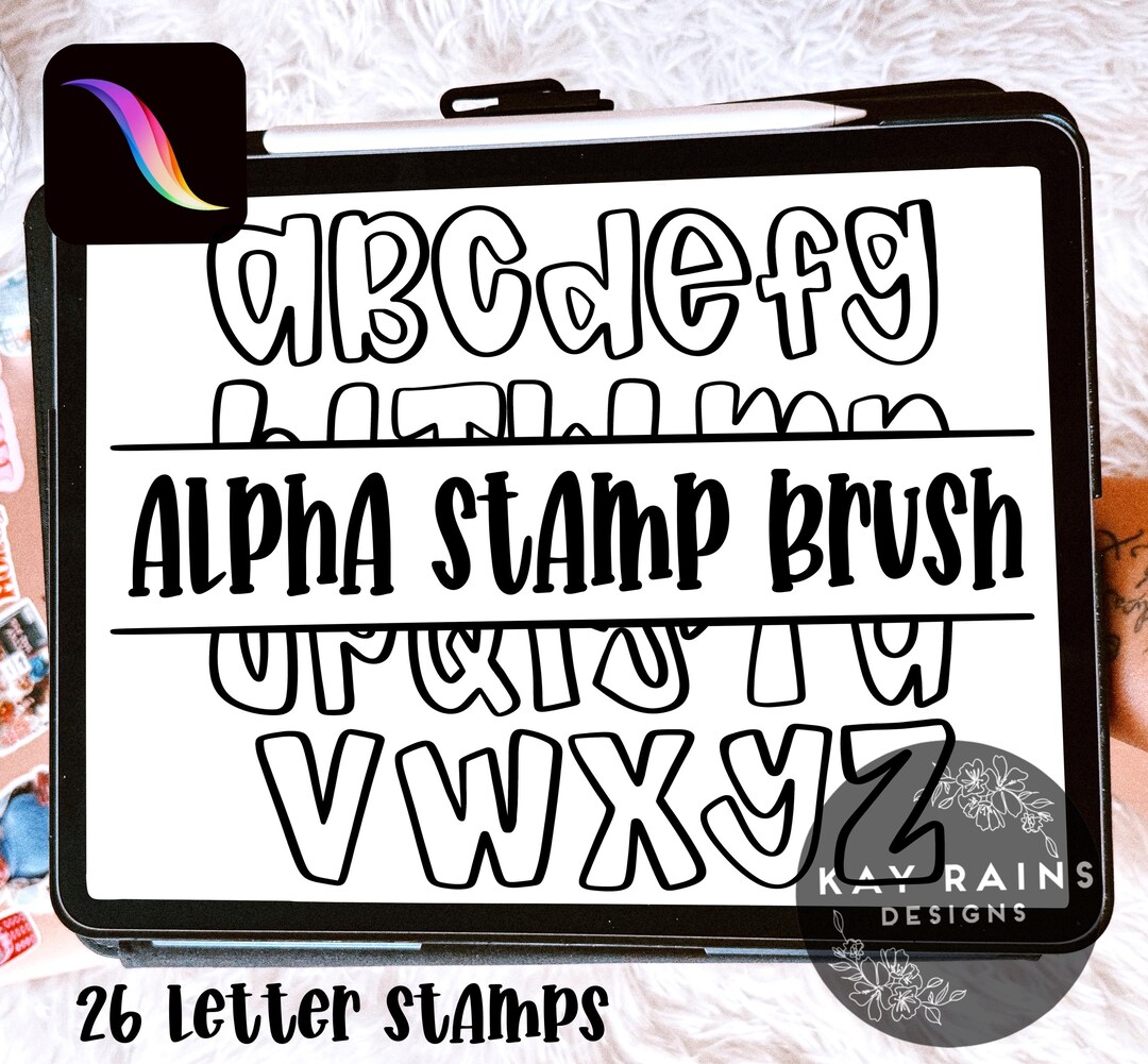 Bubble Alpha Stamp Brush - Lettering Procreate Brush - Procreate Stamp ...