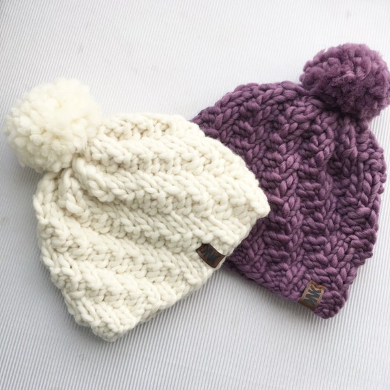 Twist Top Touque PDF Pattern // Chunky // Knit // Pompom | Etsy