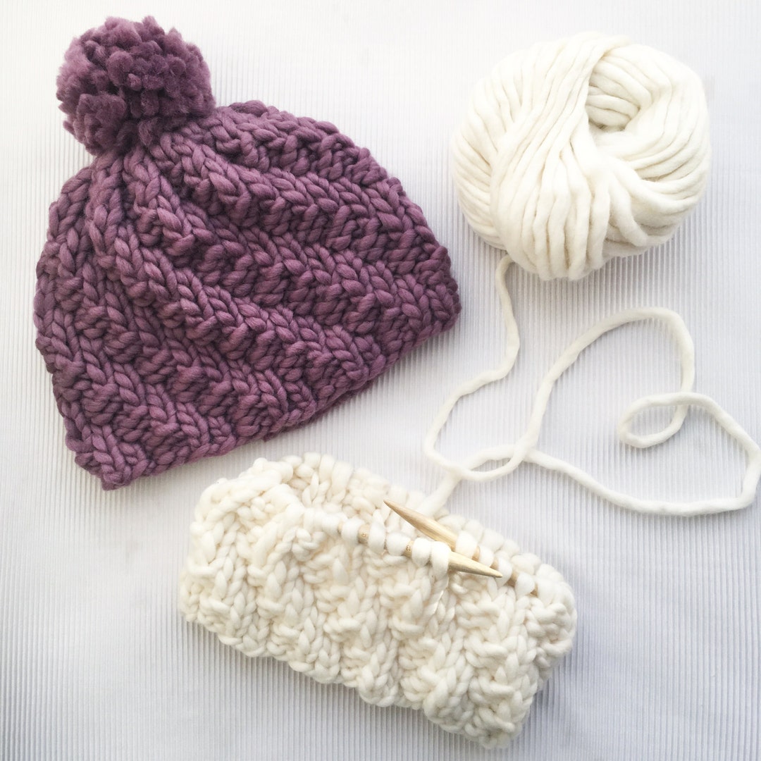 Twist Top Touque PDF Pattern // Chunky // Knit // Pompom - Etsy