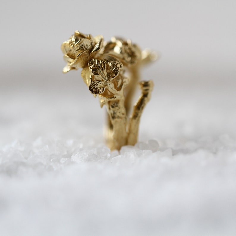 Diamond Ring Rose Ring Open Ring Unique Gold Ring Flower - Etsy