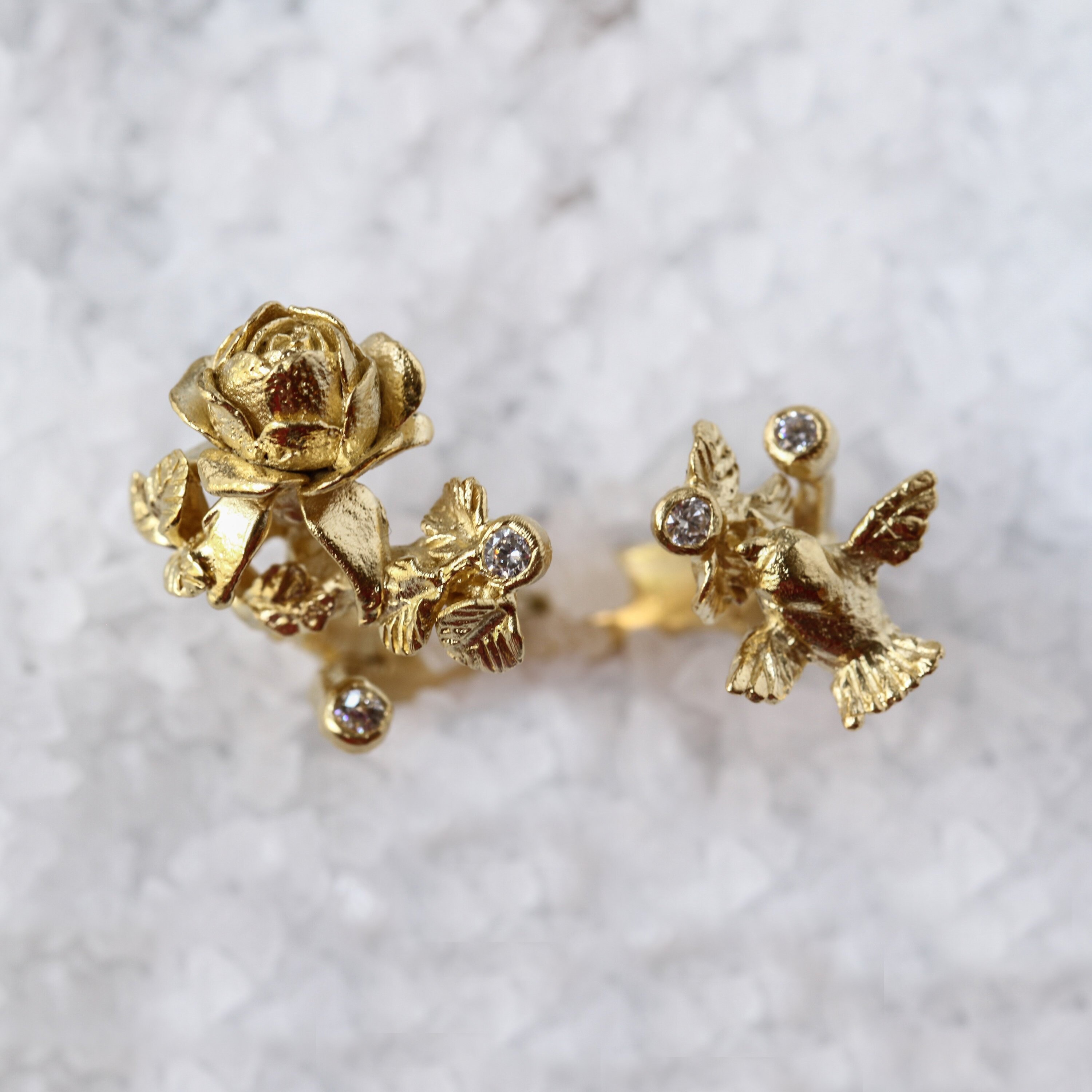 Diamond Ring Rose Ring Open Ring Unique Gold Ring Flower | Etsy