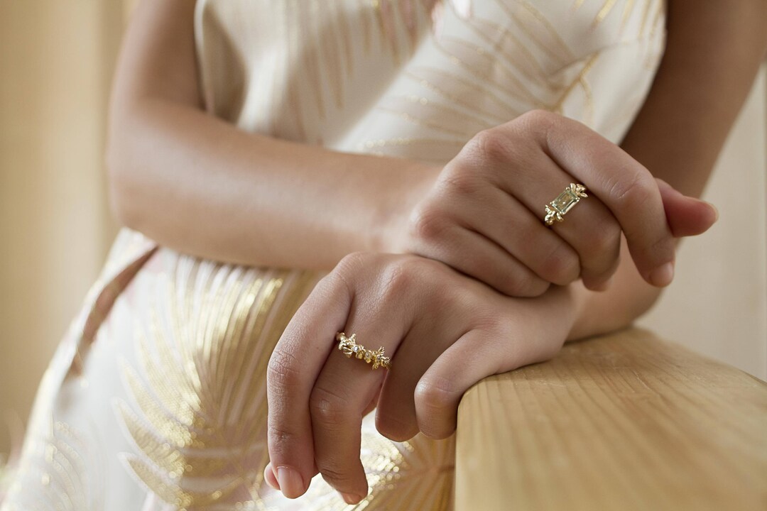 Delicate Ring, Diamond Ring, 14k Gold Ring, Unique Ring, Natural Ring ...