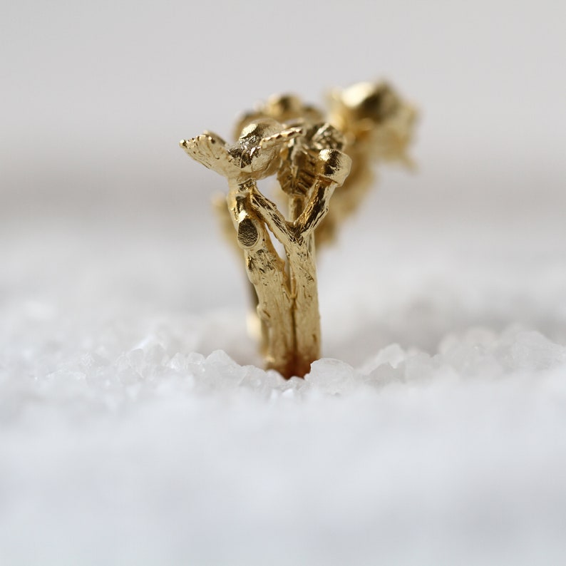 Diamond Ring Rose Ring Open Ring Unique Gold Ring Flower - Etsy