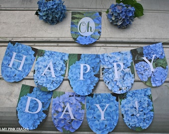 Happy Birthday Hydrangea Banner - Etsy