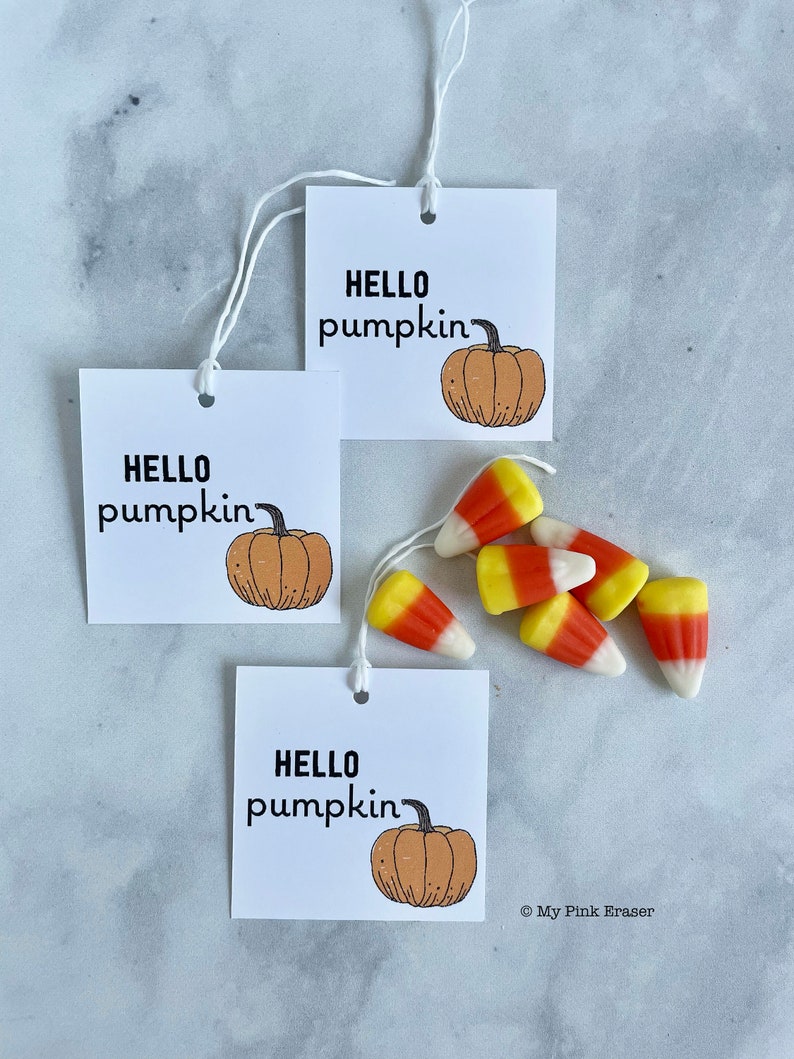 Hello Pumpkin Cookie Tag // Printable Halloween Treat Tag // Halloween ...