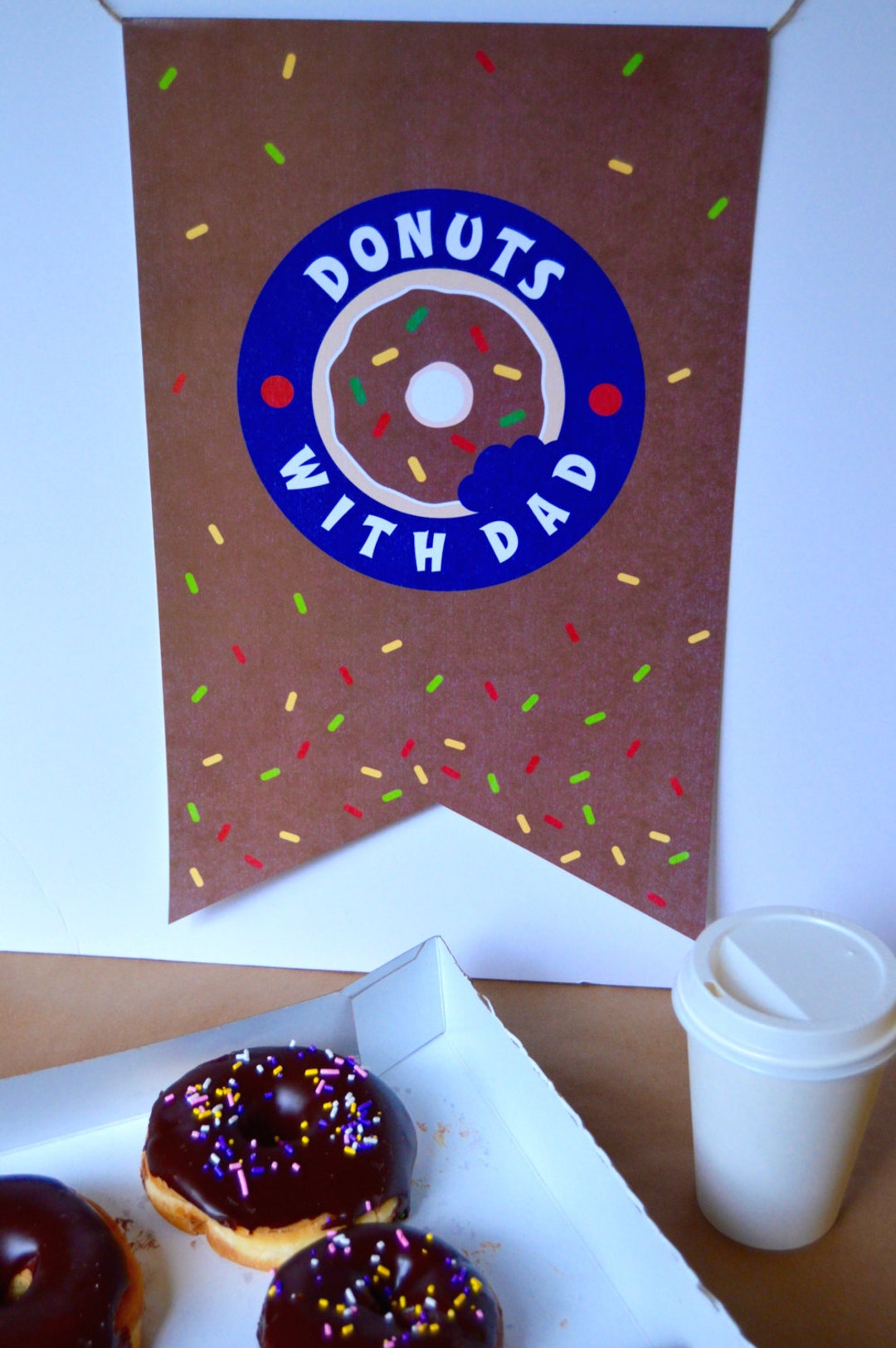 Donuts With Dad Poster // Doughnuts With Dad Pennant - Etsy