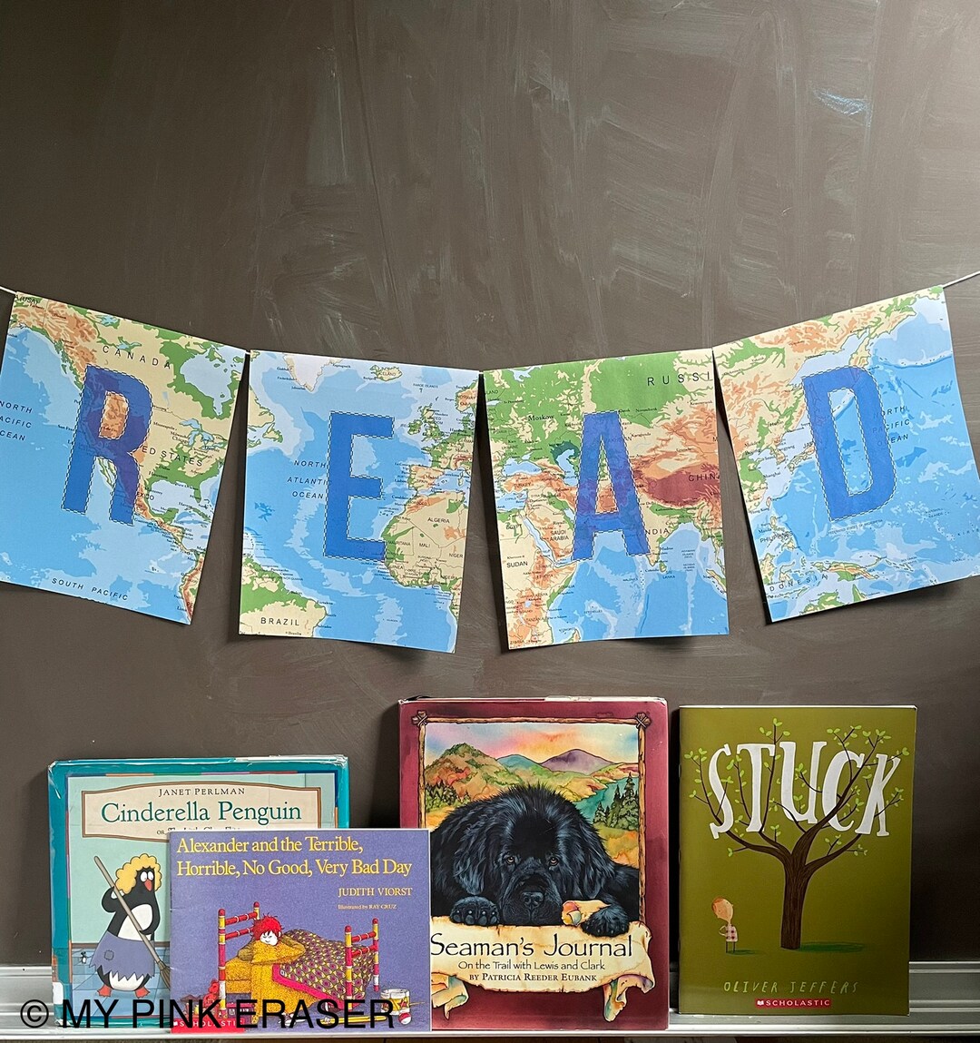 Classroom Read Around the World Banner // World Map Read Banner - Etsy