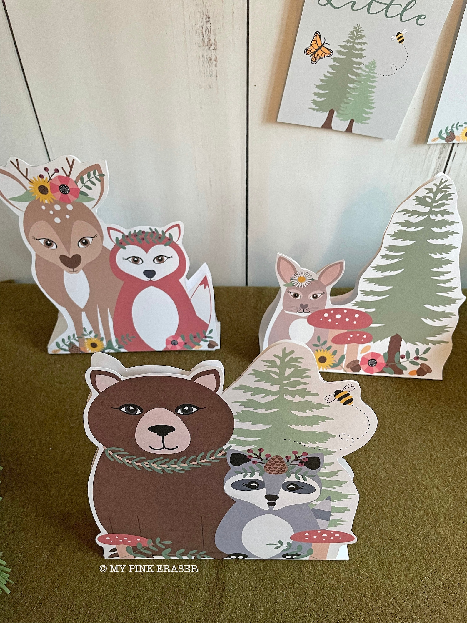 Woodland Animal Table Displays // Woodland Theme Party Decor - Etsy