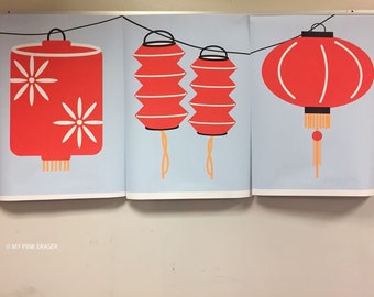 Chinese New Year Dragon banner // Lunar New Year // lantern | Etsy