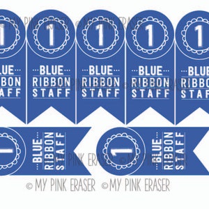 Blue Ribbon Staff Gift Tag // Staff Thank You Tag - Etsy