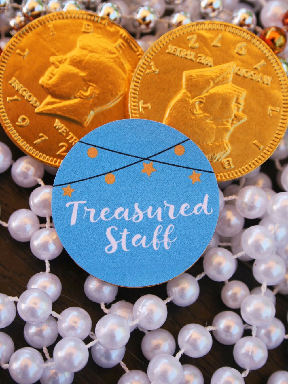Treasured Staff Sticker // Sticker for Chocolate Coin Favor ...