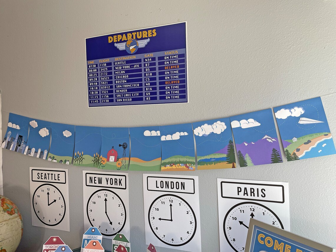 Paper Airplane Theme Banner // Travel Theme Banner // America - Etsy