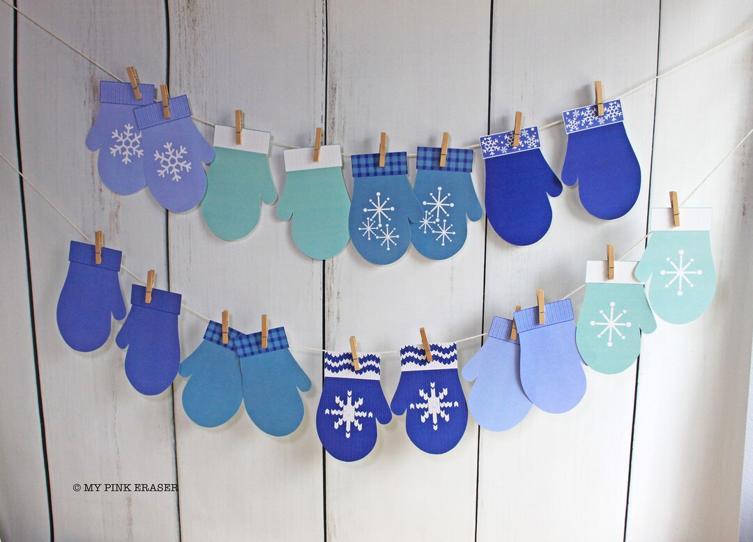 Mitten Banner // Blue Mitten Banner - Etsy