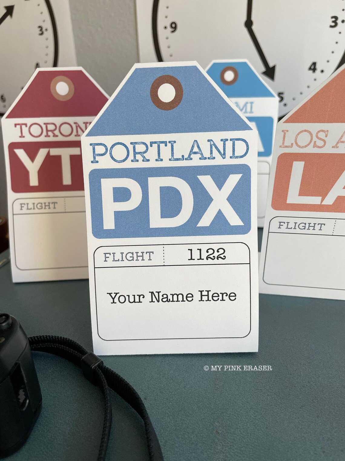 Luggage Tag Placecards // Baggage Tag Food Cards // Airplane Theme Food ...
