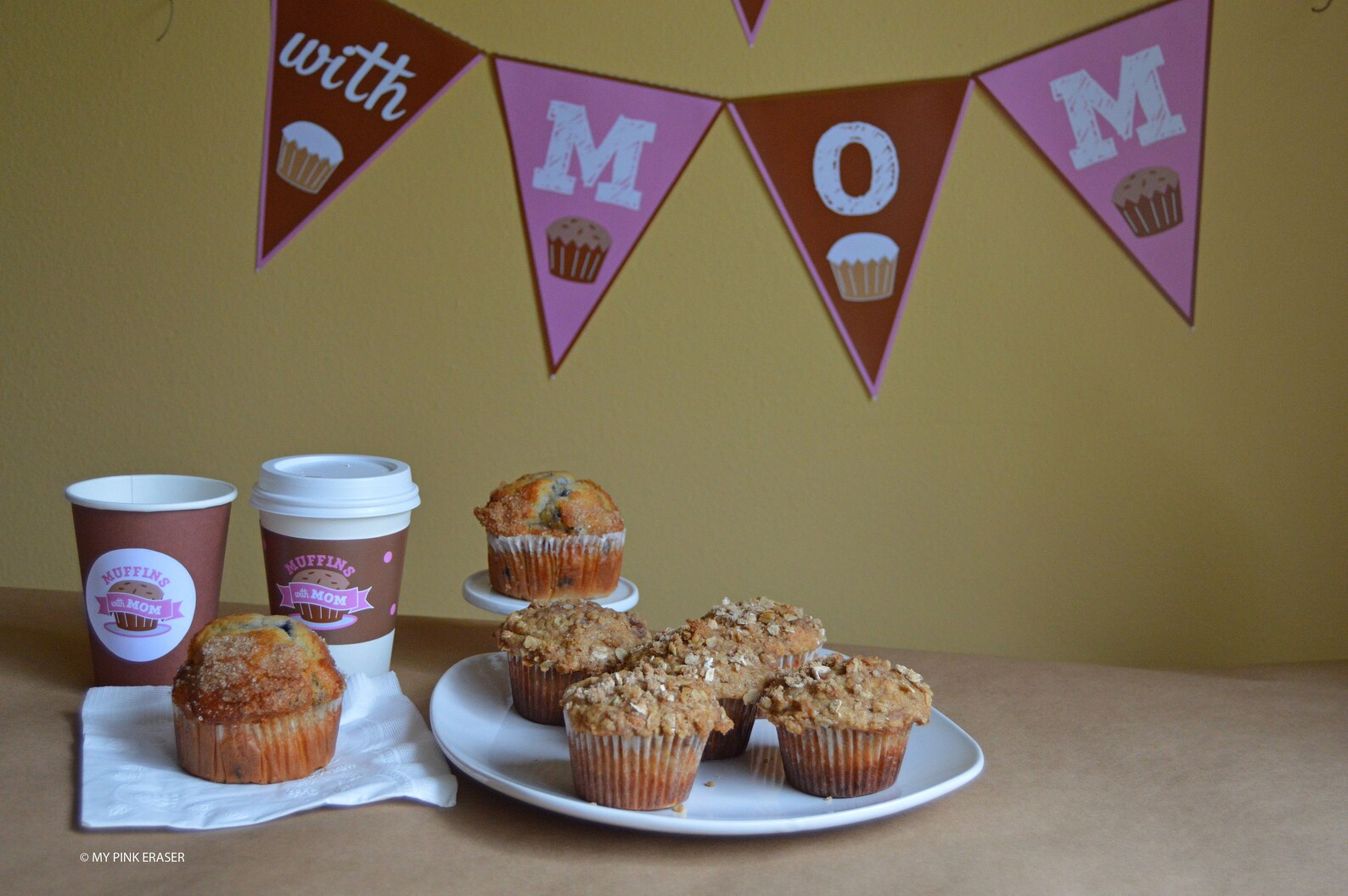 Muffins With Mom Pennant // Mom and Muffin Banner // Coffee - Etsy