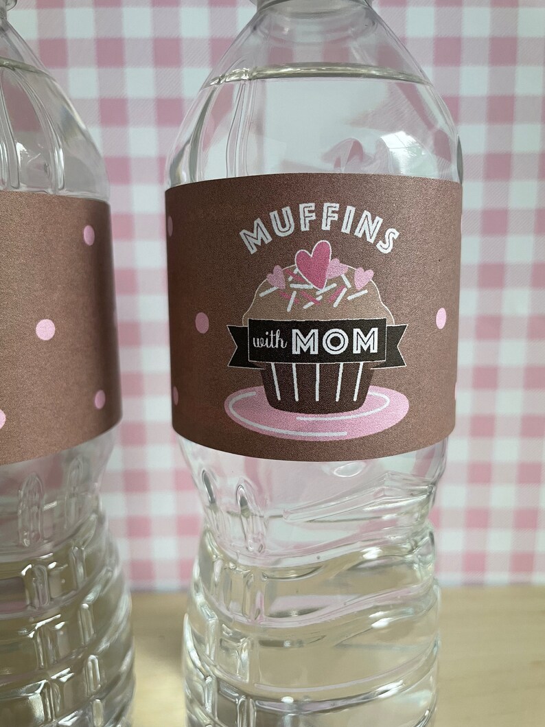 Muffins With Mom Water Bottle Label // Mom Group Bottle Wrap - Etsy