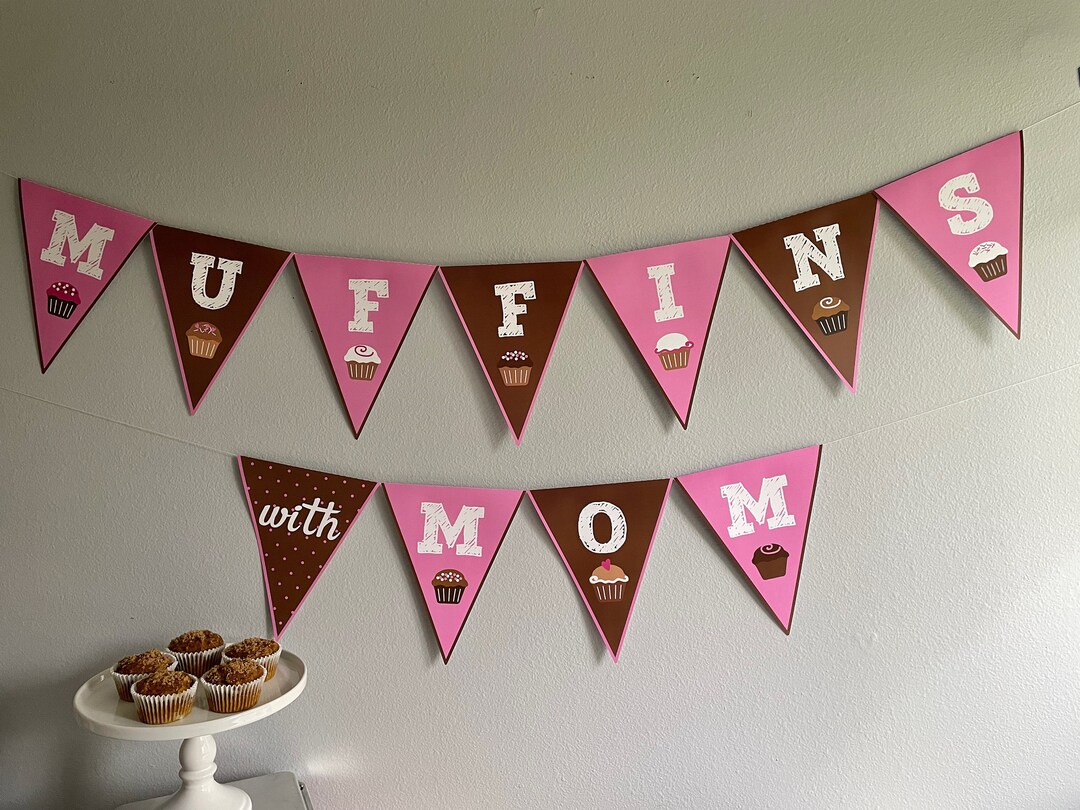 Muffins With Mom Pennant // Mom and Muffin Banner // Coffee Club Sign ...