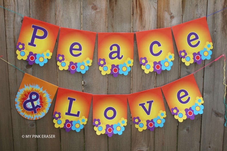 Peace and Love Banner //1960s Banner - Etsy