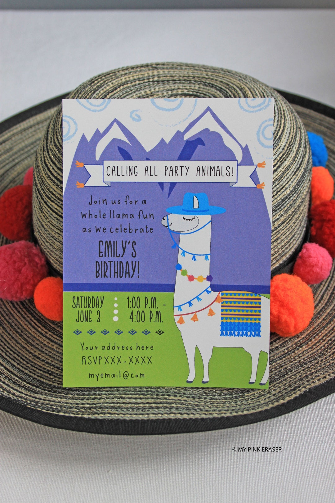Llama Party Invitation // Alpaca Theme Party Invite - Etsy