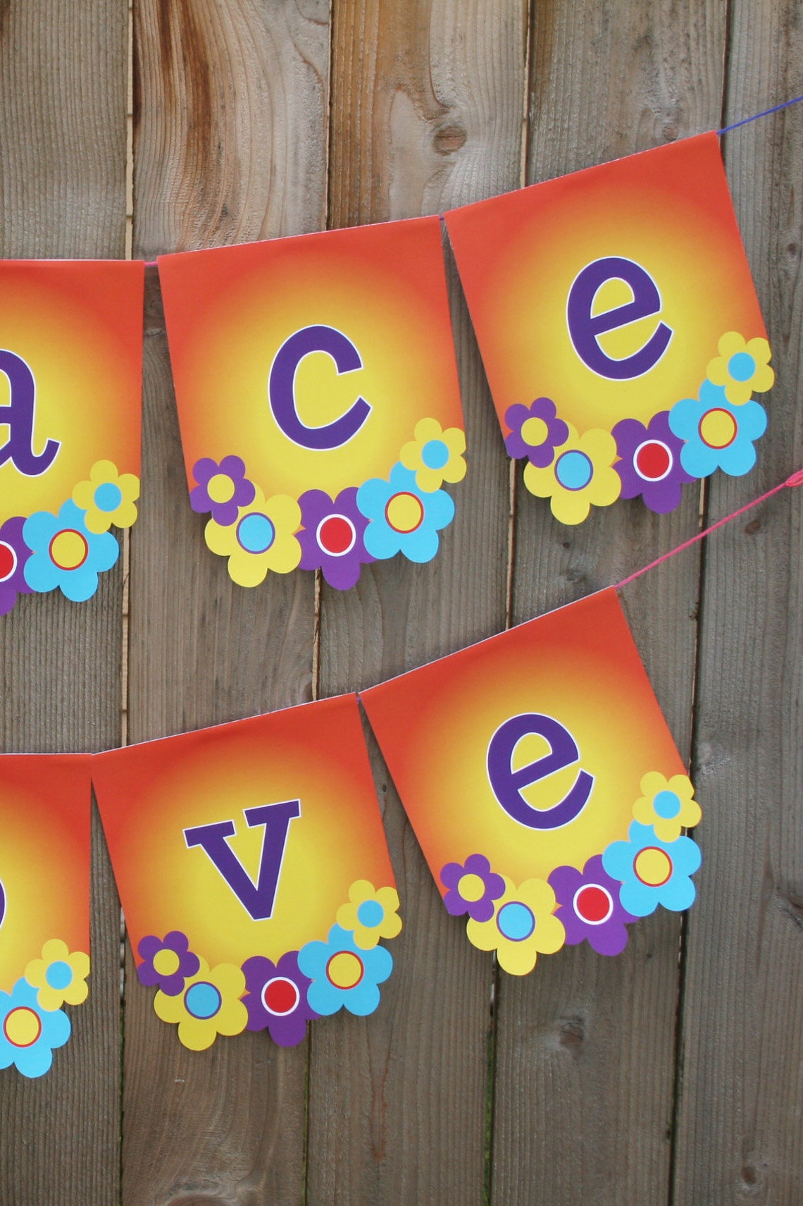 Peace and Love Banner //1960s Banner - Etsy