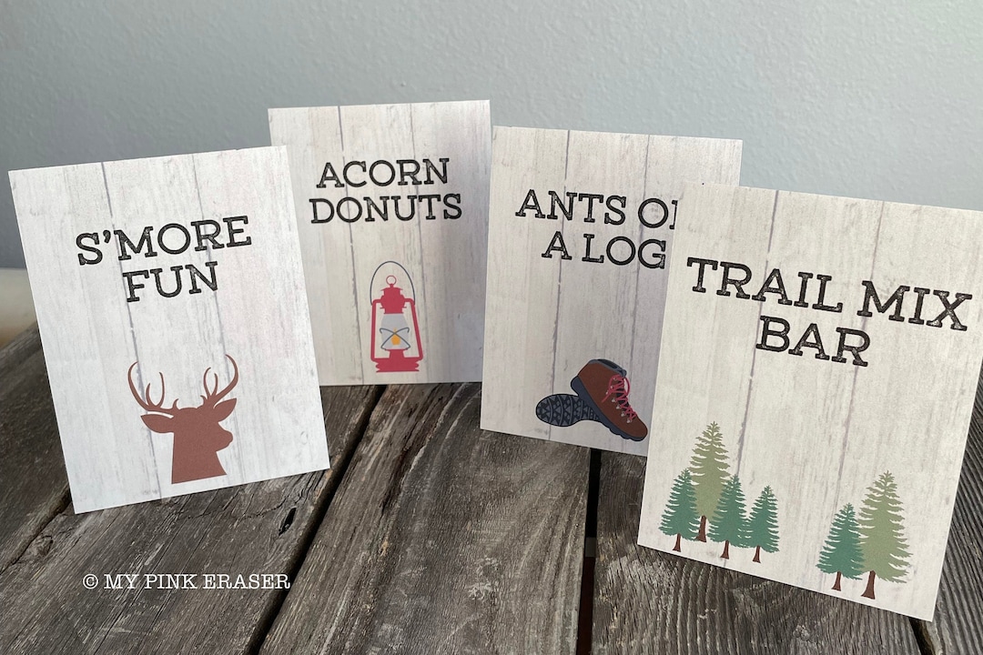 Lumberjack Theme Table Tents // Camping Theme Food Labels - Etsy