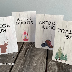 Lumberjack Theme Table Tents // Camping Theme Food Labels - Etsy