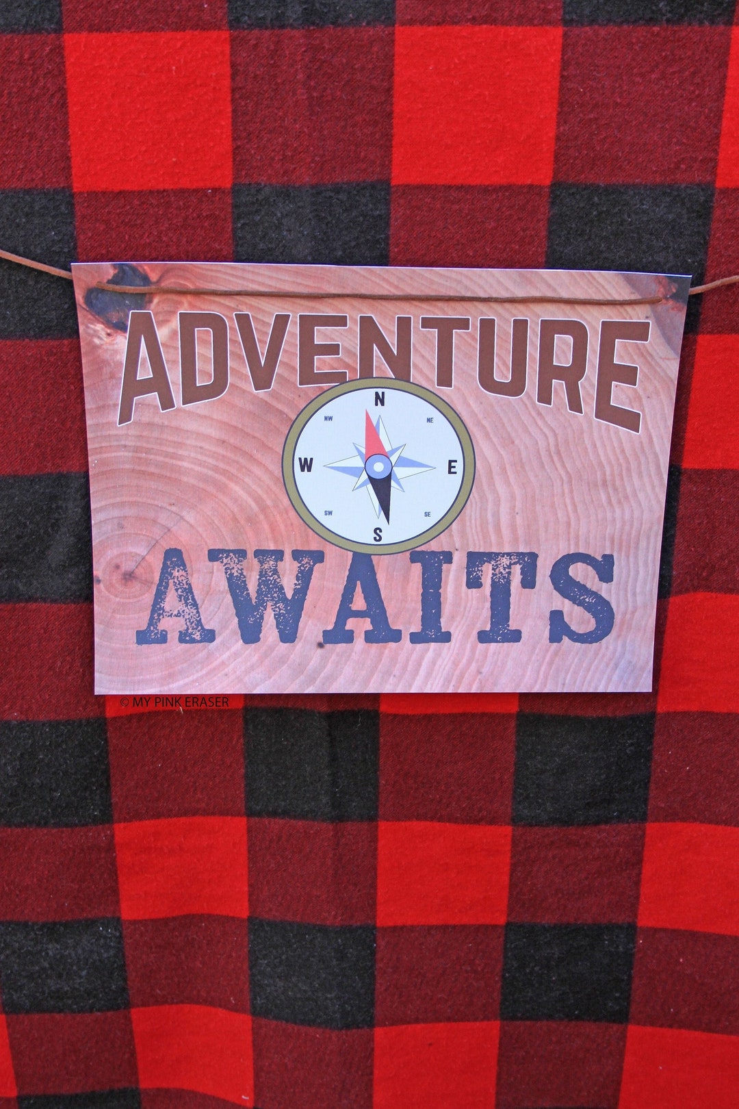 Adventure Awaits Sign // Lumberjack Theme Sign // Camping Theme Sign - Etsy