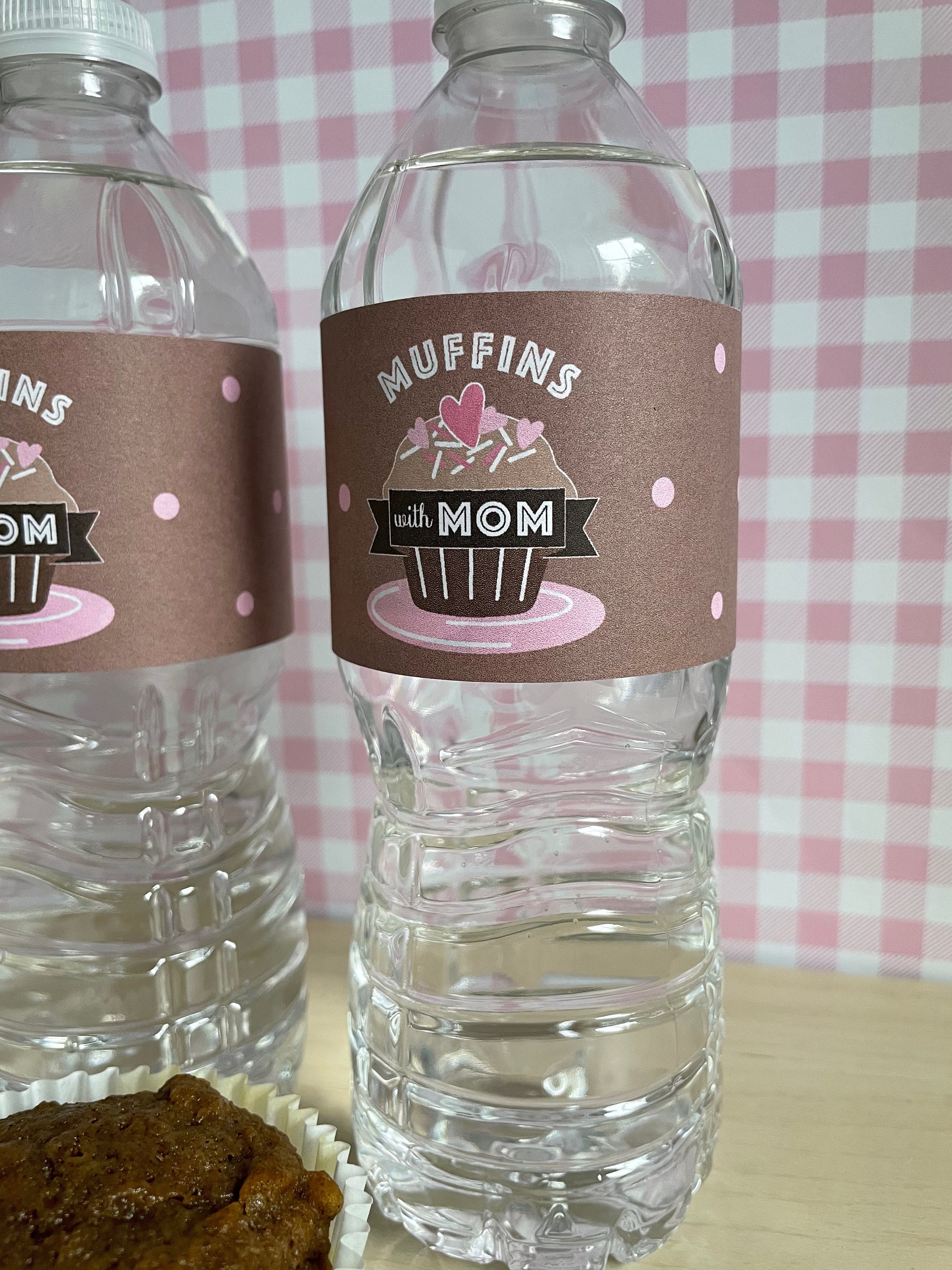 Muffins With Mom Water Bottle Label // Mom Group Bottle Wrap - Etsy