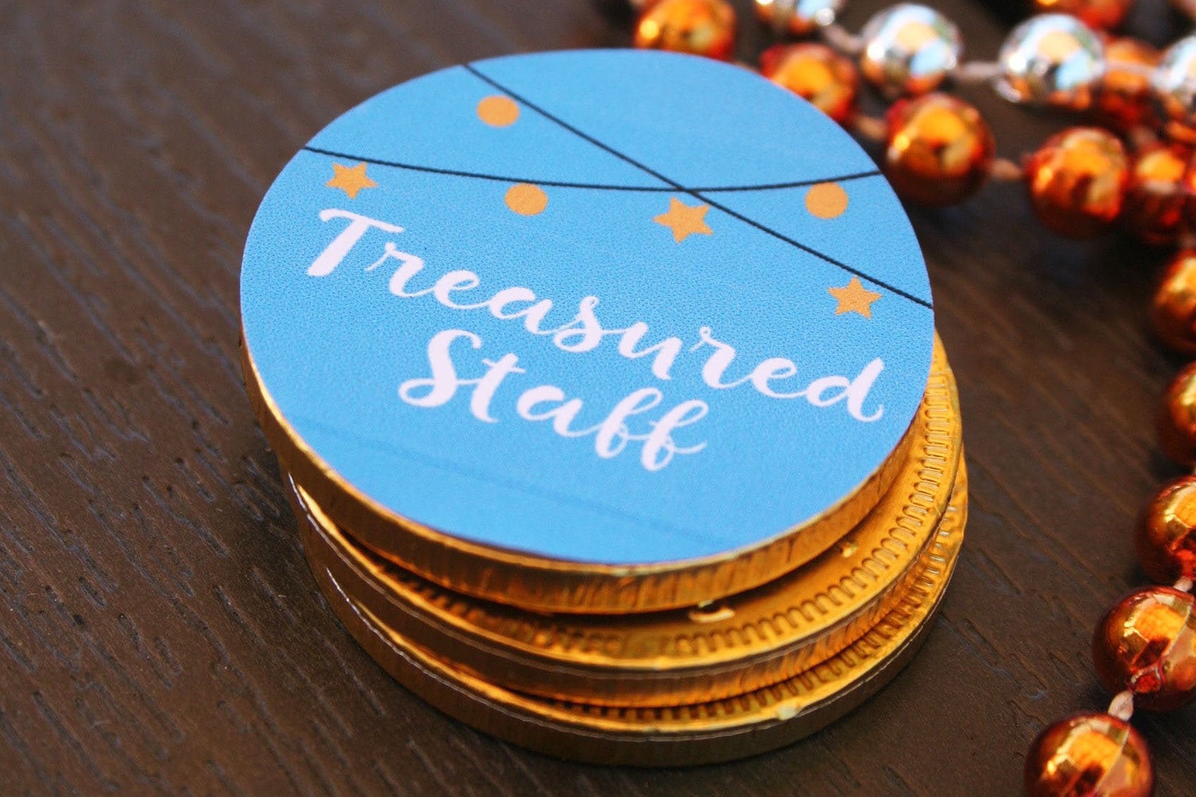 Treasured Staff Sticker // Sticker for Chocolate Coin Favor ...