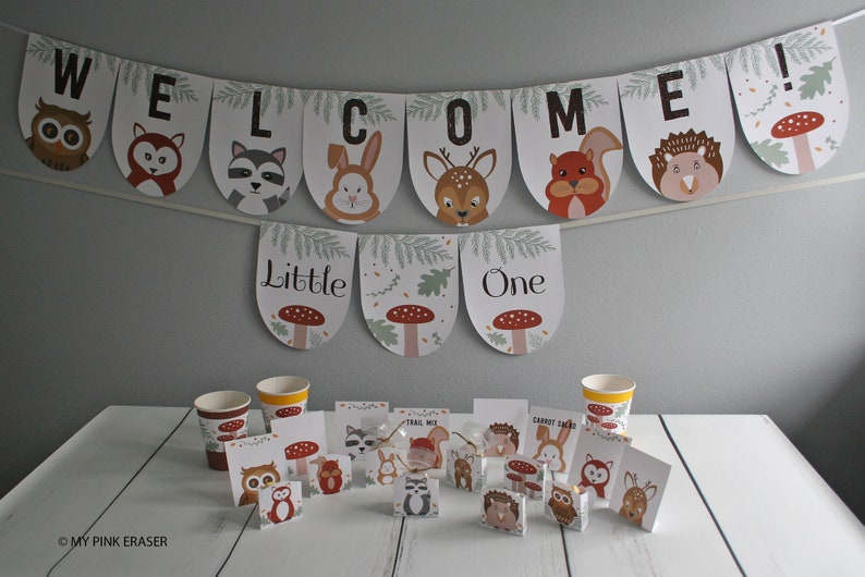 Woodland Animal banner // Woodland theme party | Etsy